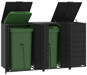 Box na 3 popelnice černý 207 x 79 x 117 cm ocel 3279978