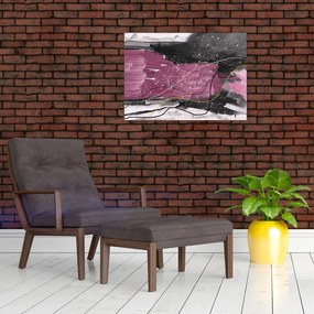 Skleněný obraz - Růžovo-černá abstrakce (70x50 cm)