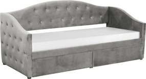 Postel ZASKA šedá 90x200 s úložným prostorem, Velvet látka, Kondela 0000396165
