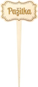 AMADEA Dřevěný zápich - cedulka na bylinky Pažitka, výška 20 cm, český výrobek