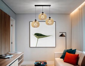 BERGE Stropní LED svítidlo LOFT 3xE27 - WOOD - černé