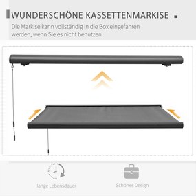 Elektrická markýza, s dálkovým ovládáním, včetně montážní sady, kovový rám, tmavě šedá, 3 x 2,5 m