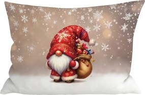 3D povlak na polštář z mikrovlákna SANTA GNOME 50x70 cm, červený