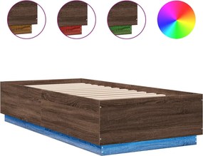 Rám postele s LED osvětlením hnědý dub 90 x 200 cm kompozit 3209638