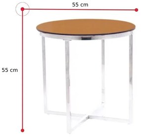 Expedo Konferenční stolek CRYSTL B, 55x55x55, jantarová/stříbrná