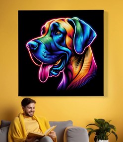 Obraz na plátně - Pes, barevná doga FeelHappy.cz Velikost obrazu: 140 x 140 cm