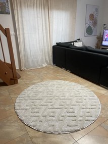 Kusový koberec Pisa 4708 Cream kruh, 80x80 (priemer) kruh, biela, obývacia izba, Ayyildiz