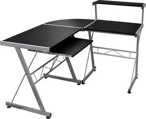 vidaXL Rohový počítačový stůl 132 x 112 x 99 cm kompozitní dřevo [20586] Barva: Černá