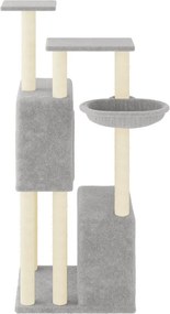Škrabadlo pro kočky se sisalovými sloupky světle šedé 122 cm 172053