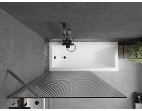 Mexen Next, 1-křídlová vanová zástěna 100 x 150 cm, 6mm sklo Ribs, broušená grafitová, 895-100-000-00-09-66