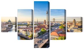 Vícedílný obraz Řeka Spréva A Panoramatický Výhled Na Berlín Nedostatek Nedostatek Plátno Canvas 200x120