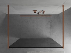 Mexen Kioto, průchozí sprchová zástěna 100 x 200 cm, 8mm šedé sklo, 2x růžové zlato stabilizační rozpěra, 800-100-002-60-40