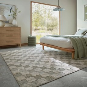Zelený pratelný koberec s příměsí bavlny 155x230 cm Muted Checkerboard – Flair Rugs