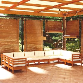 10dílná zahradní sedací souprava podušky medově hnědá borovice,  3097334