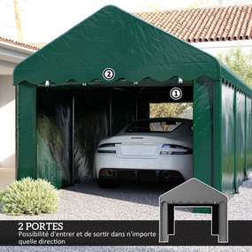 Outsunny Přístřešek na auto 3 x 6 m - Venku s garážovým stanem, 2 rolovacími dveřmi, 200g PE tkaninou, UV odolný a vodotěsný přístřešek pro auta, nákl