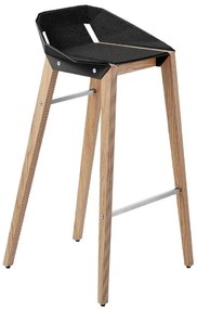 OnaDnes -20% Černá plstěná barová židle Tabanda DIAGO s dubovou podnoží 75 cm