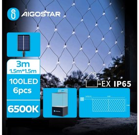 Aigostar B.V. | Aigostar - LED Solární vánoční řetěz 100xLED/8 funkcí 4,5x1,5m IP65 studená bílá | AI0439