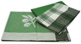 Trade Concept Kuchyňská utěrka z egyptské bavlny Zelené listy, 50 x 70 cm, sada 3 ks