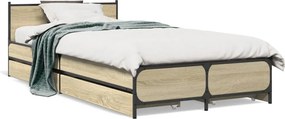 Rám postele se zásuvkami dub sonoma 75x190 cm kompozitní dřevo 3279973