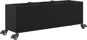 Zahradní truhlíky s kolečky 2 ks černé 107x32x38 cm polyratan 3210525