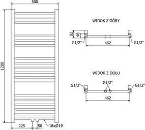Mexen Yodo koupelnový radiátor 1200 x 500 mm, 382 W, černý - W113-1200-500-00-70