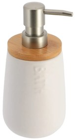 Dávkovač mýdla Attolico, bílá/s dřevěnými prvky as prvky v barvě nerez, 410 ml