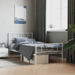 vidaXL Kovový rám postele s hlavovým a nožním čelem 90 x 190 cm [355473] Barva: Bílá