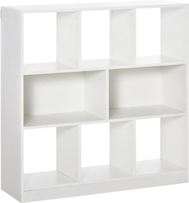 HOMCOM Knihovna s 8 Přihrádkami, Moderní Policový Stojan do Obývacího Pokoje, Ložnice, Kanceláře 97,5x30x100 cm Bílý | Aosom