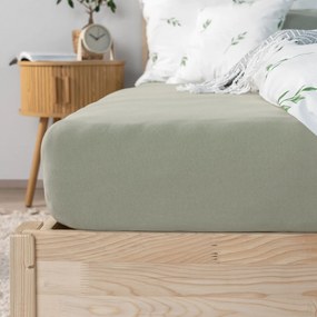 Goldea jersey elastické prostěradlo - šalvějově zelené 90 x 200 cm