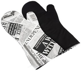 Bellatex Grilovací rukavice 2ks 22x46 cm Noviny černá, černá
