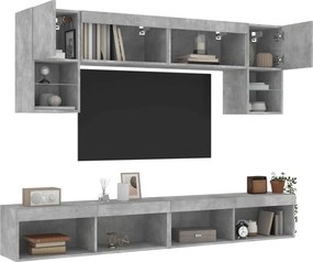 vidaXL 6dílná obývací stěna s LED kompozitní dřevo [3216707] Barva: Betonová šedá