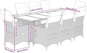 9dílný zahradní bistro set s poduškami šedý polyratan 3277259