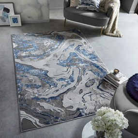 Flair Rugs, Kusový koberec Eris Marbled Navy, 160x230, modrá, kancelář