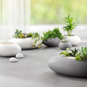 TESCOMA Oválný nízký květináč FANCY HOME Stones, šedá