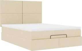 Osmanský rám postele s matrací krémově 140x190cm textil 3313076