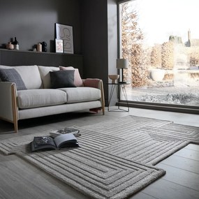 Šedý ručně tkaný vlněný koberec 160x230 cm Zen Rectangles – Flair Rugs