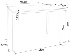 Jídelní set 1 + 4, černý stůl RAMOD 100x60 cm mramorový dekor + zelená židle TURIN s černými nohami