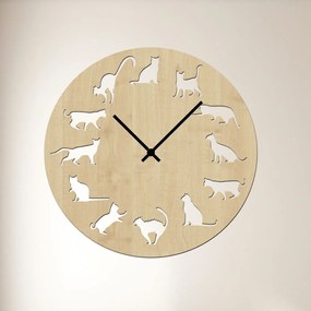 dřevo života Nástěnné KOČIČÍ hodiny Barevný vzor: Javor, Velikost hodin: 35x35
