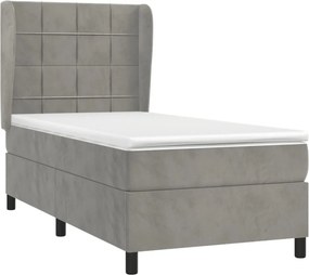 Box spring postel s matrací světle šedá 100x200 cm samet 3129195