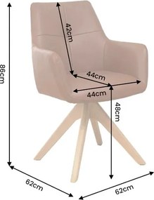Designová otočná židle Devassy koňaková kůže / dub