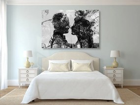 Obraz podoba lásky v černobílém provedení - 90x60 cm