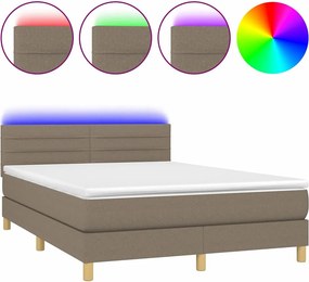 Box spring postel s matrací a LED taupe 140x200 cm textil 3133801