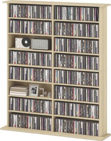 HOMCOM Úložný box na CD a DVD, multifunkční jednotka s 16 přihrádkami a 12 nastavitelnými policemi, max. kapacita 720 CD/396 DVD a Blu-ray, 106,5 x 2…