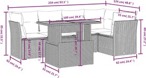 5dílná zahradní sedací souprava s poduškami béžová polyratan 3270820