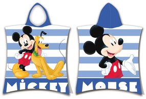 Modré froté dětské pončo Mickey – Jerry Fabrics