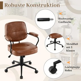 Costway Ergonomická kancelářská židle s područkami a kolečky, výškově