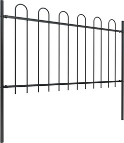 Zahradní plot s obloukem nahoře ocelový 1506 x 100 cm černý 277664