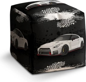 Sablio Taburet Cube Nissan GTR 35 Černý - 50x50x50 cm