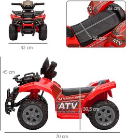 HOMCOM Mini elektrická čtyřkolka pro děti 18-36 měsíců, kočárek s předním světlem, dětská motorka elektrická čtyřkolka, růžová| Aosom