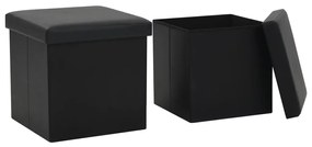 Skládací úložné stoličky 2 ks černé umělá kůže - Default Title